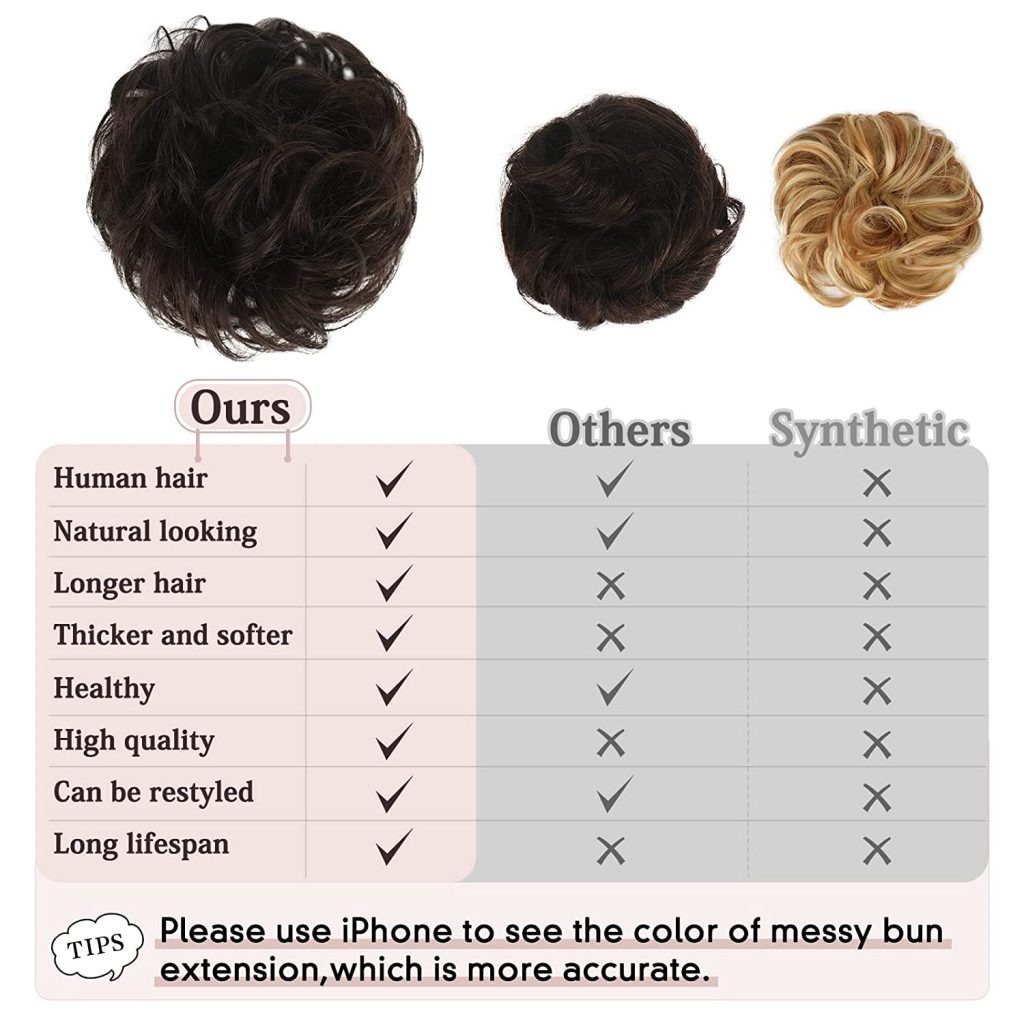 Messy Bun Hair Piece 100% Human Hair Messy Rose Bun Hair Buns Hair ...