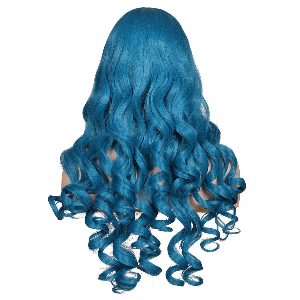 Long Curly Cosplay Wig with 2 Ponytails (Azure Blue)