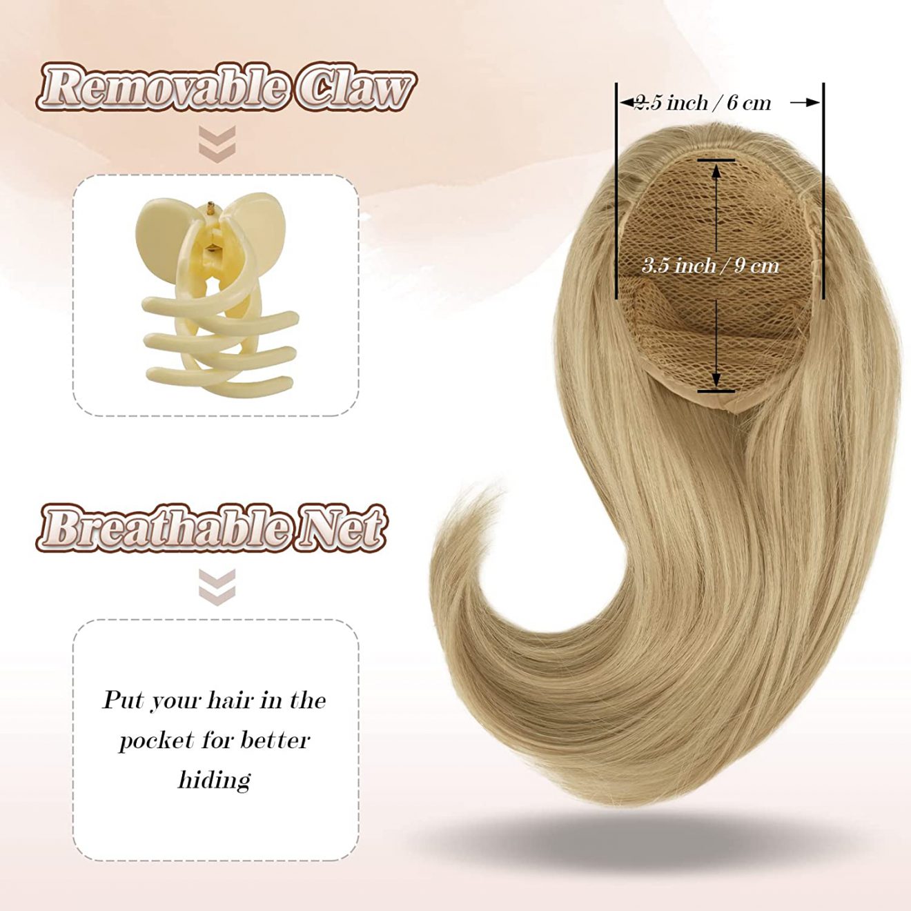 Ponytail Hair Extensions 12 inch Claw Clip in Ponytail Hairpieces for ...