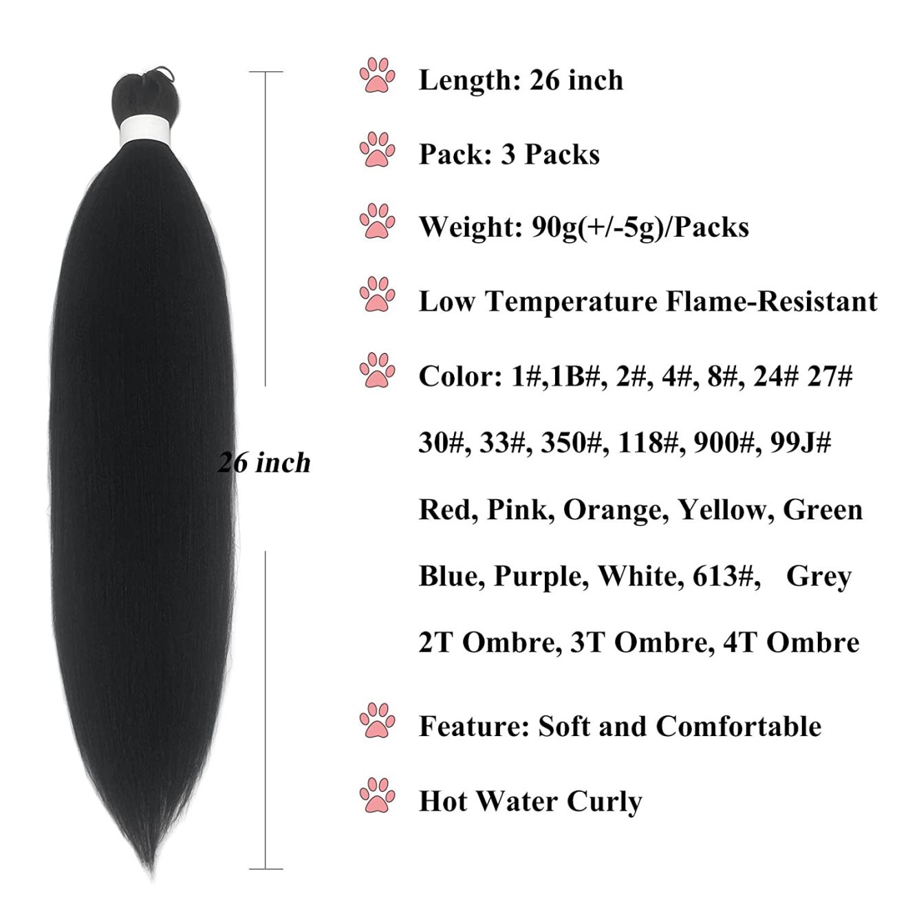 1b Black Braiding Hair Pre Stretched Human Prestretched Prestressed ...
