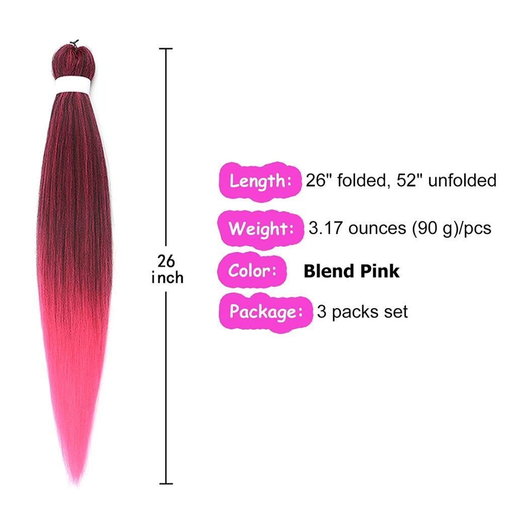 Ombre Pink Braiding Hair Pre Stretched Kanekalon Box Braiding Hair