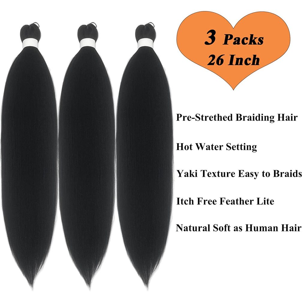 1b Black Braiding Hair Pre Stretched Human Prestretched Prestressed ...