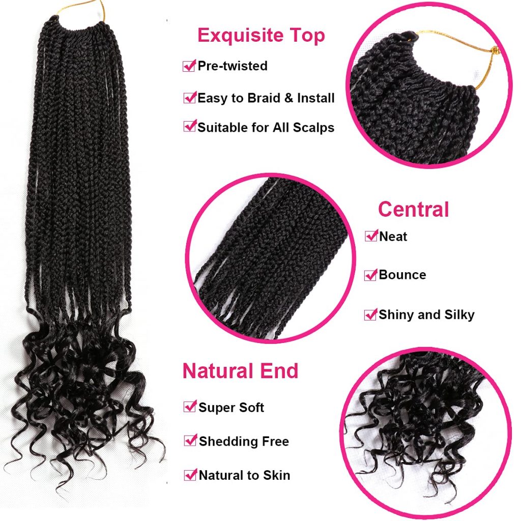 7 Packs 10 Inch Crochet Box Braids Hair With Curly Ends Prelooped ...