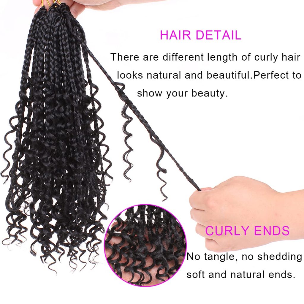 Unionbeauty 2 Pcs 14 Inch Boho Box Braids Crochet Hair Curly Ends ...