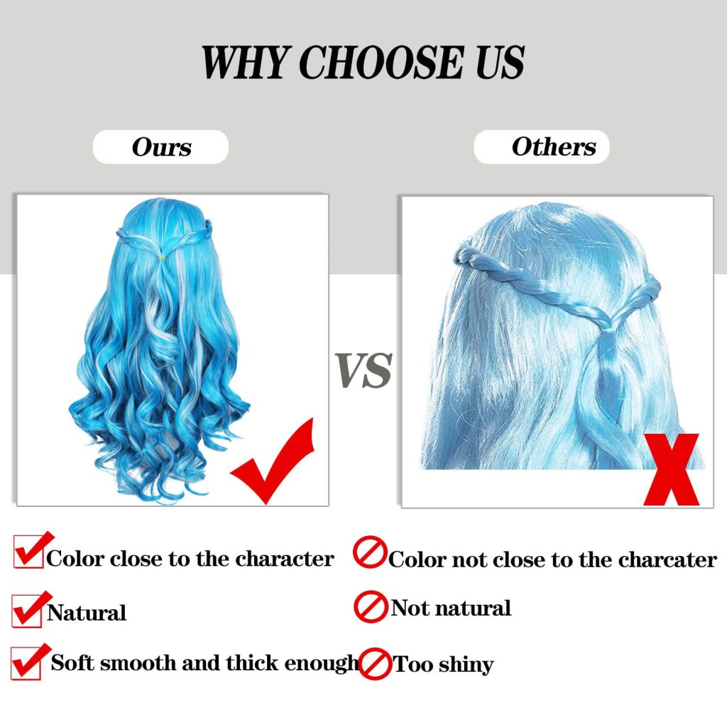 Addison Alien Long Light Blue With Gray Cosplay Wig And Face Sticker ...