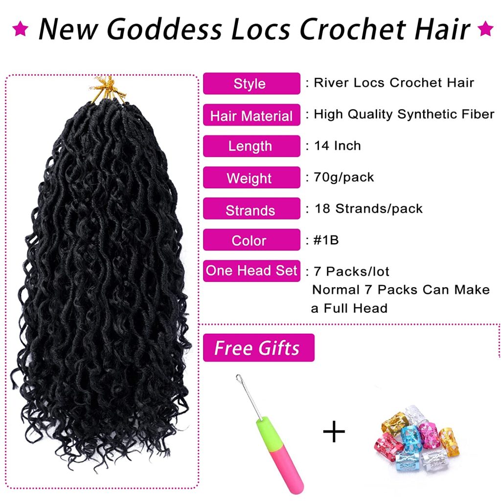 Goddess Locs Crochet Hair 10 Inch 7 Packs River Locs Short Curly Faux ...