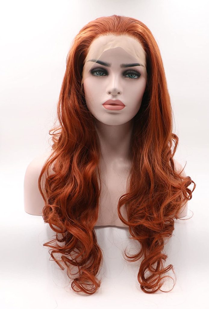 Synthetic wigs with frontal attachment in tulle, long hair, wavy and ...