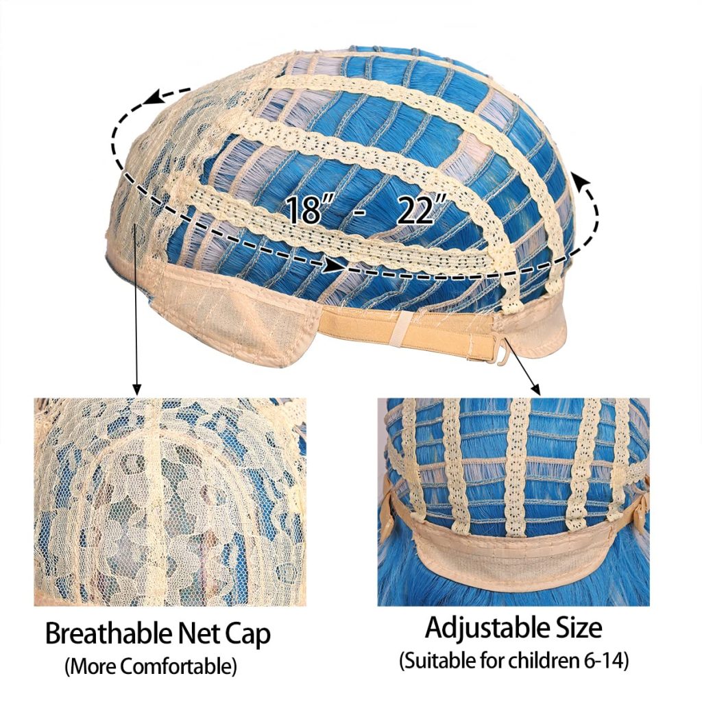 Addison Alien Long Light Blue With Gray Cosplay Wig And Face Sticker ...