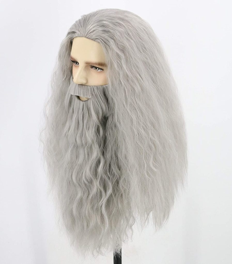 Wig And Beard Inspired By Gandalf Men’s Long Grey Wig Cosplay Wizard ...