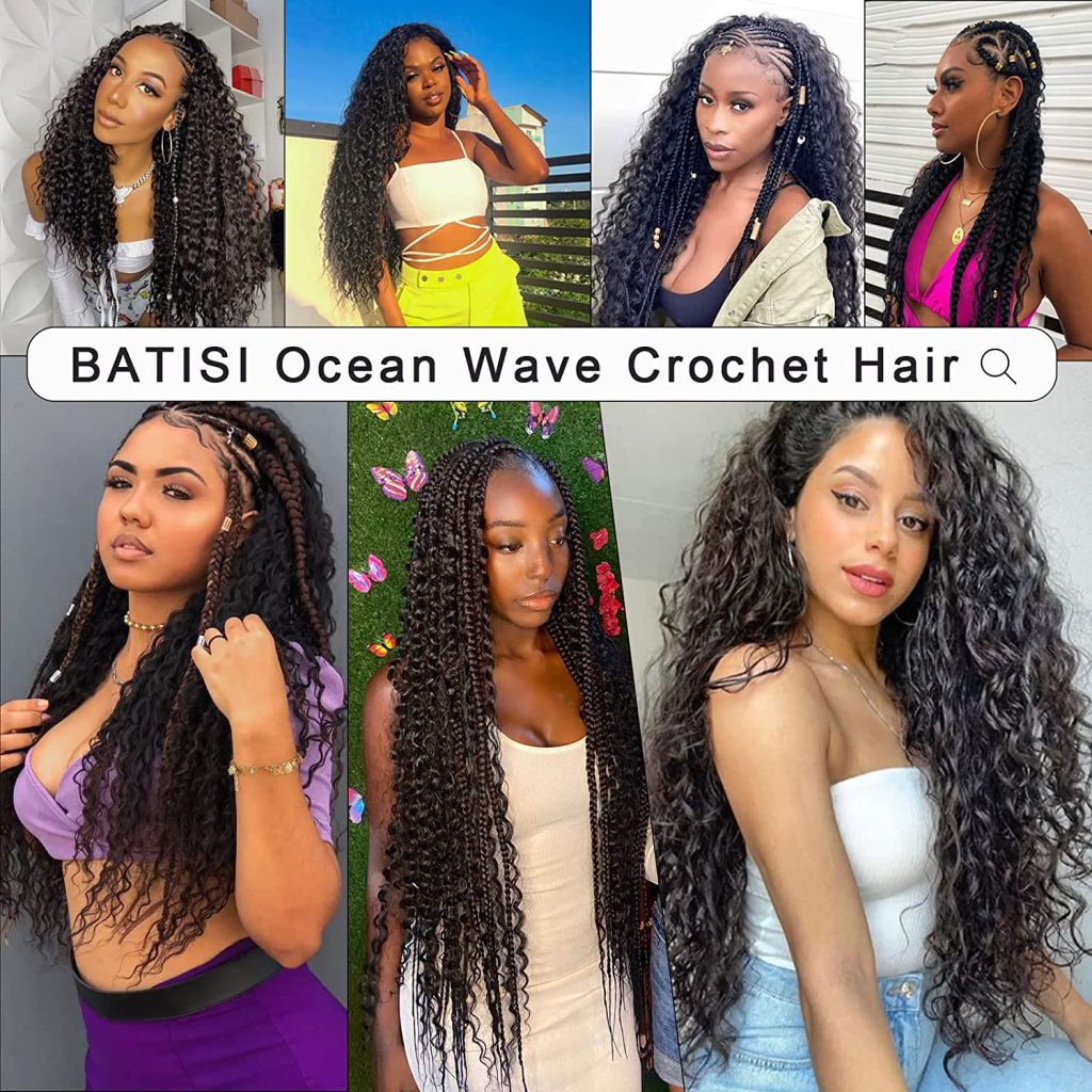 Ocean Wave Crochet Hair 18 Inch, #1b Black Deep Wave Braiding Hair Wavy ...