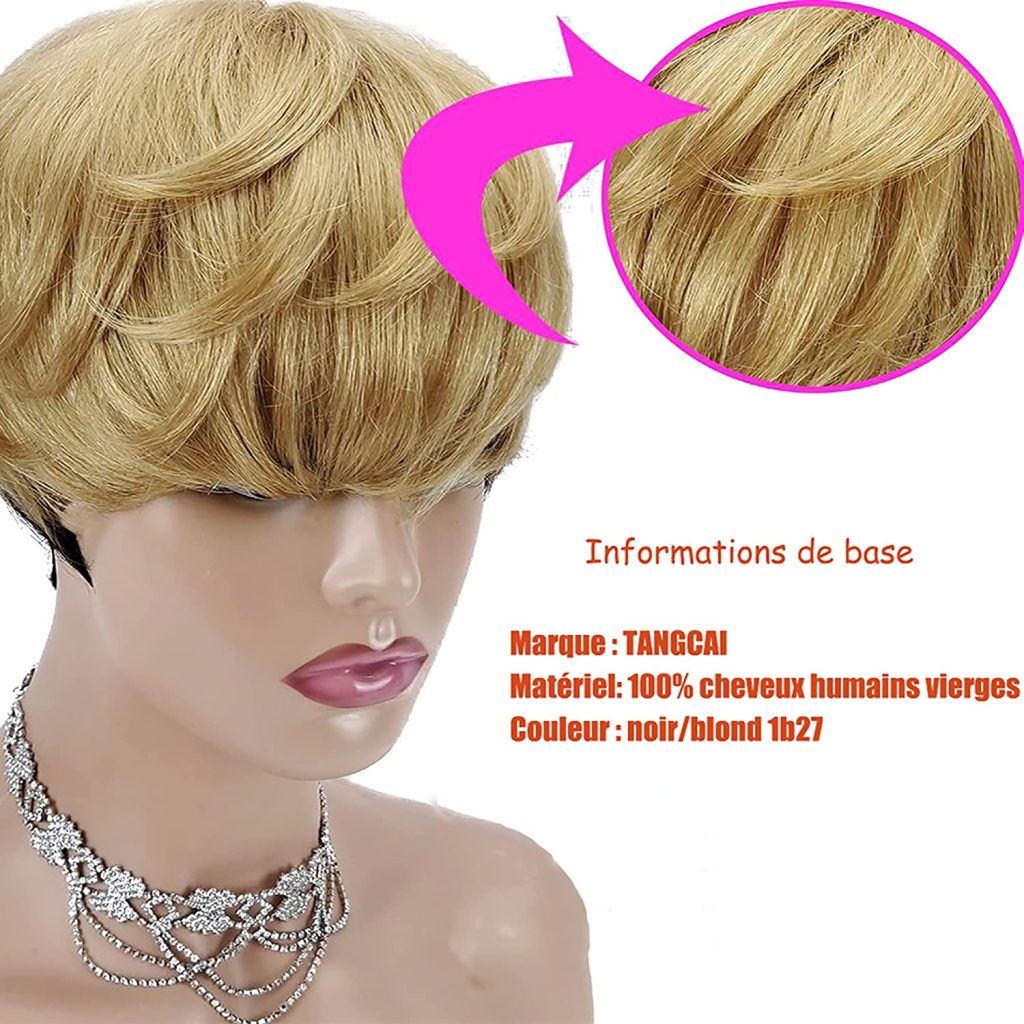 Hanging Happy Hair Pixie Cut Wig Corti Nero / Biondo Perruche cut by ...